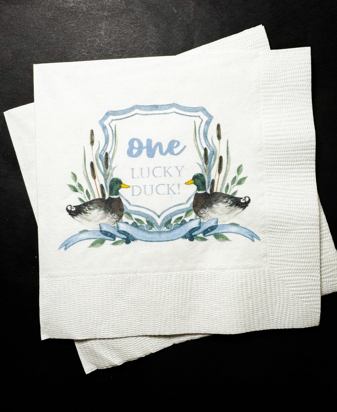 Duck 1st Birthday One Lucky Duck Crest Mallard Duck Monogram Hunter ...