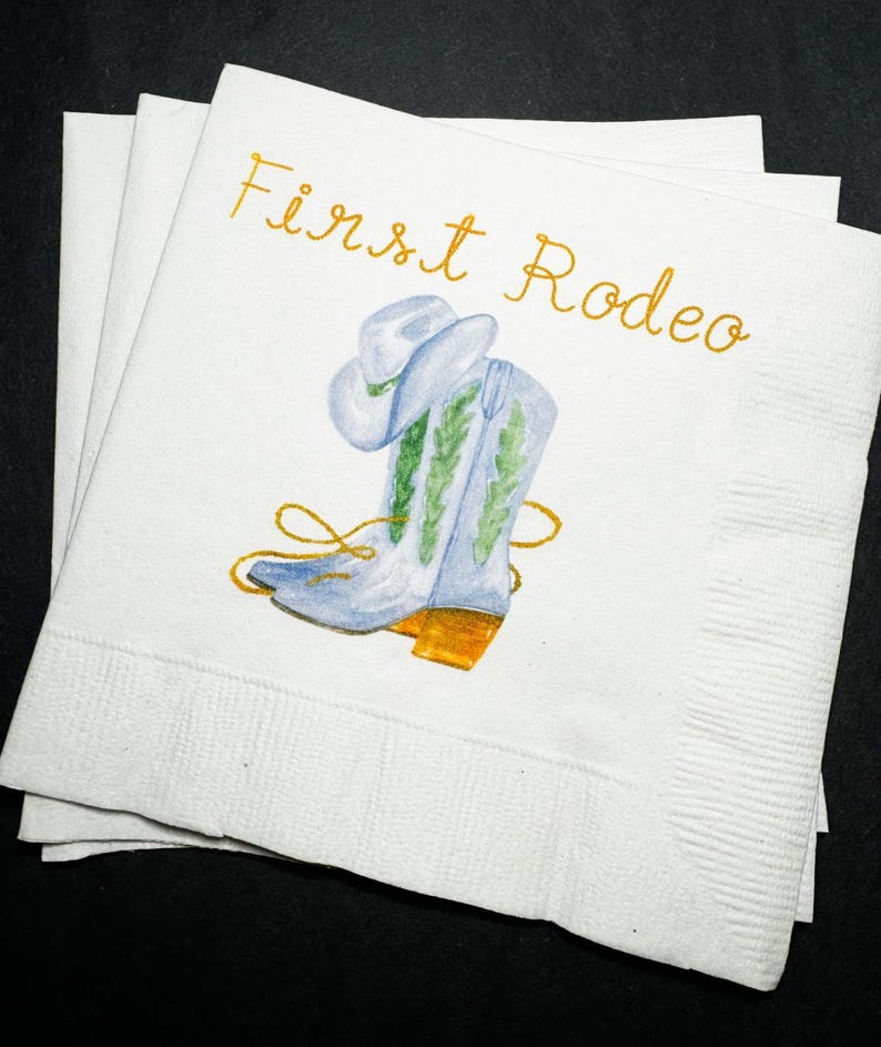 First Rodeo Western Birthday Cowboy Theme Birthday Blue Boot Hat Party ...