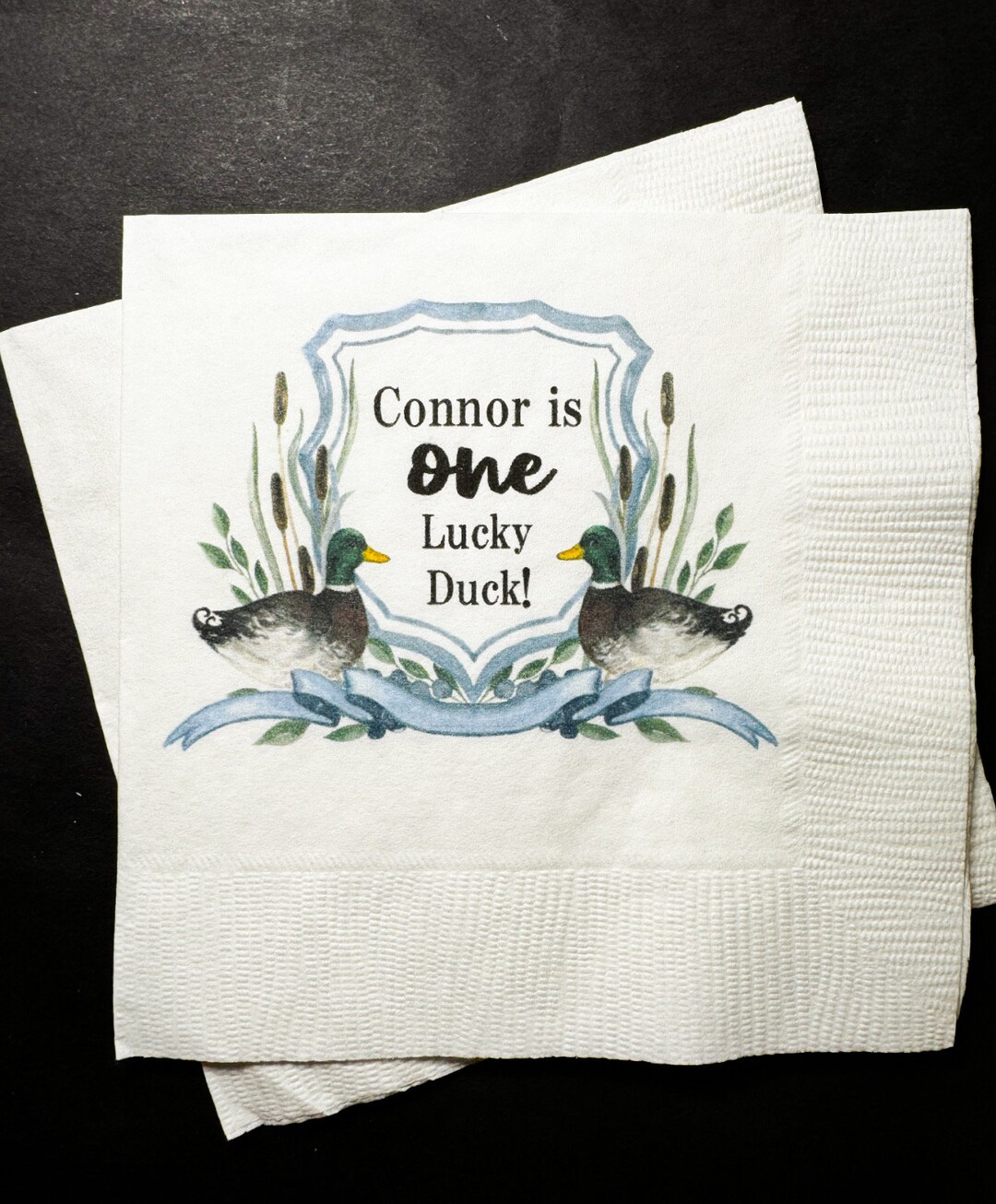 Duck 1st Birthday One Lucky Duck Crest Mallard Duck Monogram Hunter ...