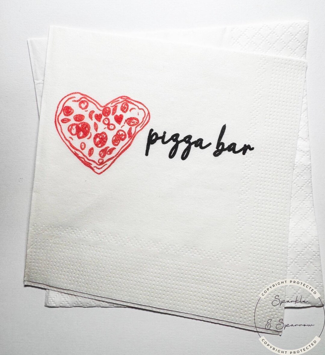 Love at First Slice Pizza Bar Engagement Party Napkins Pizza Rehearsal ...