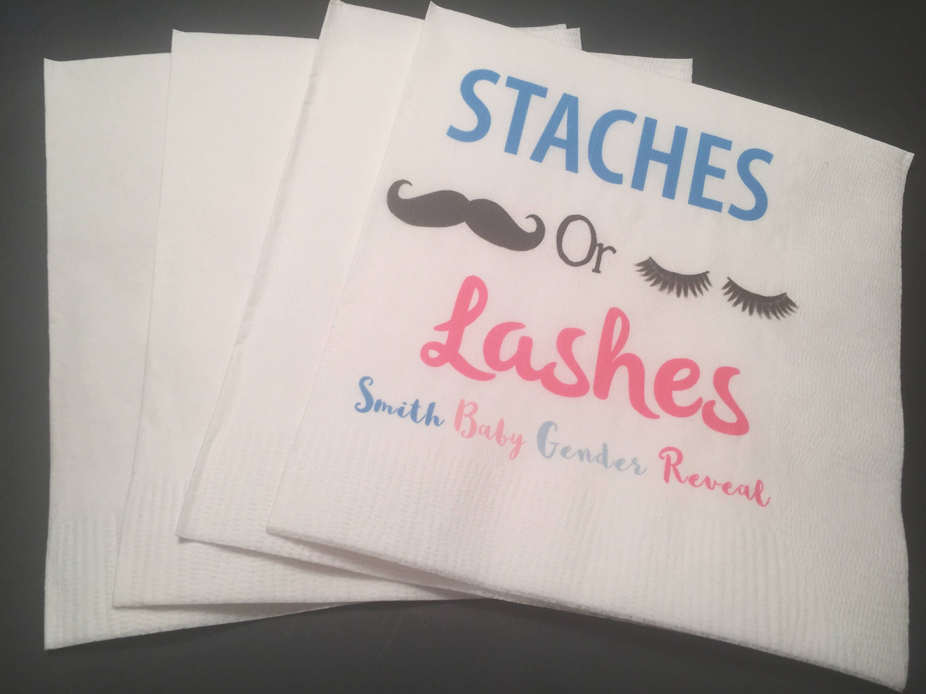 Personalized Staches or Lashes Gender Reveal Baby Shower | Etsy