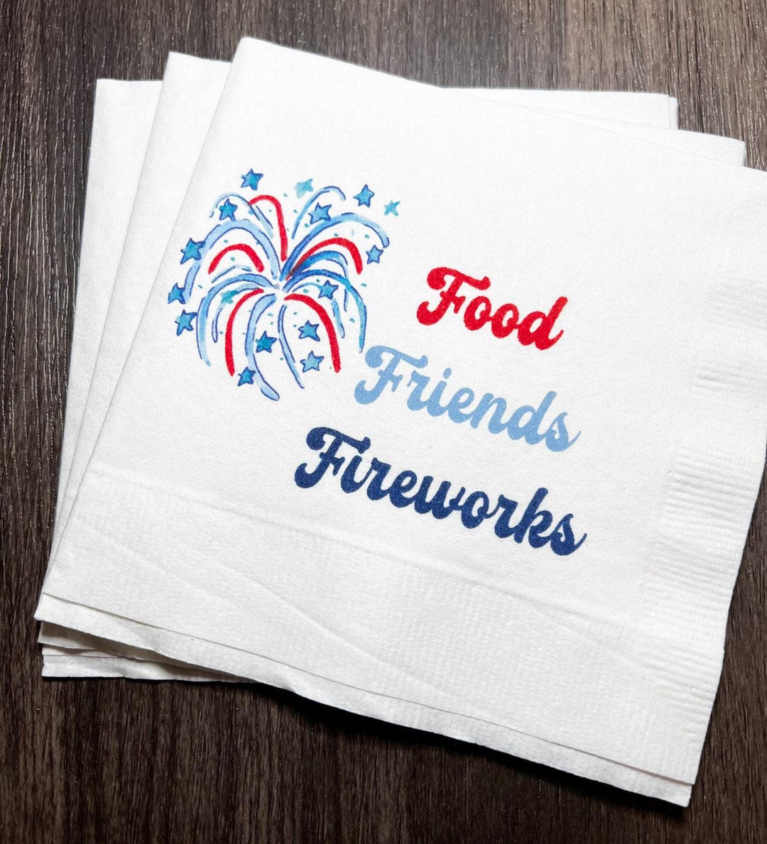 Food Friends Fireworks Red White and Blue July 4th BBQ Summer Cookout ...