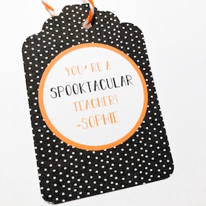 Halloween Spooktacular Teacher Fall Personalized Pumpkin Gift Tags ...