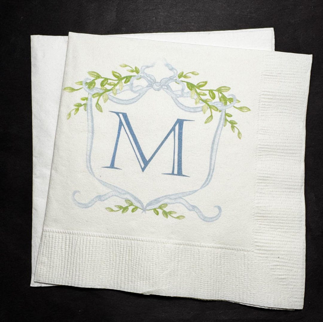Blue Bow Monogram Boy Birthday Baby Shower Preppy Crest Monogram Baby ...