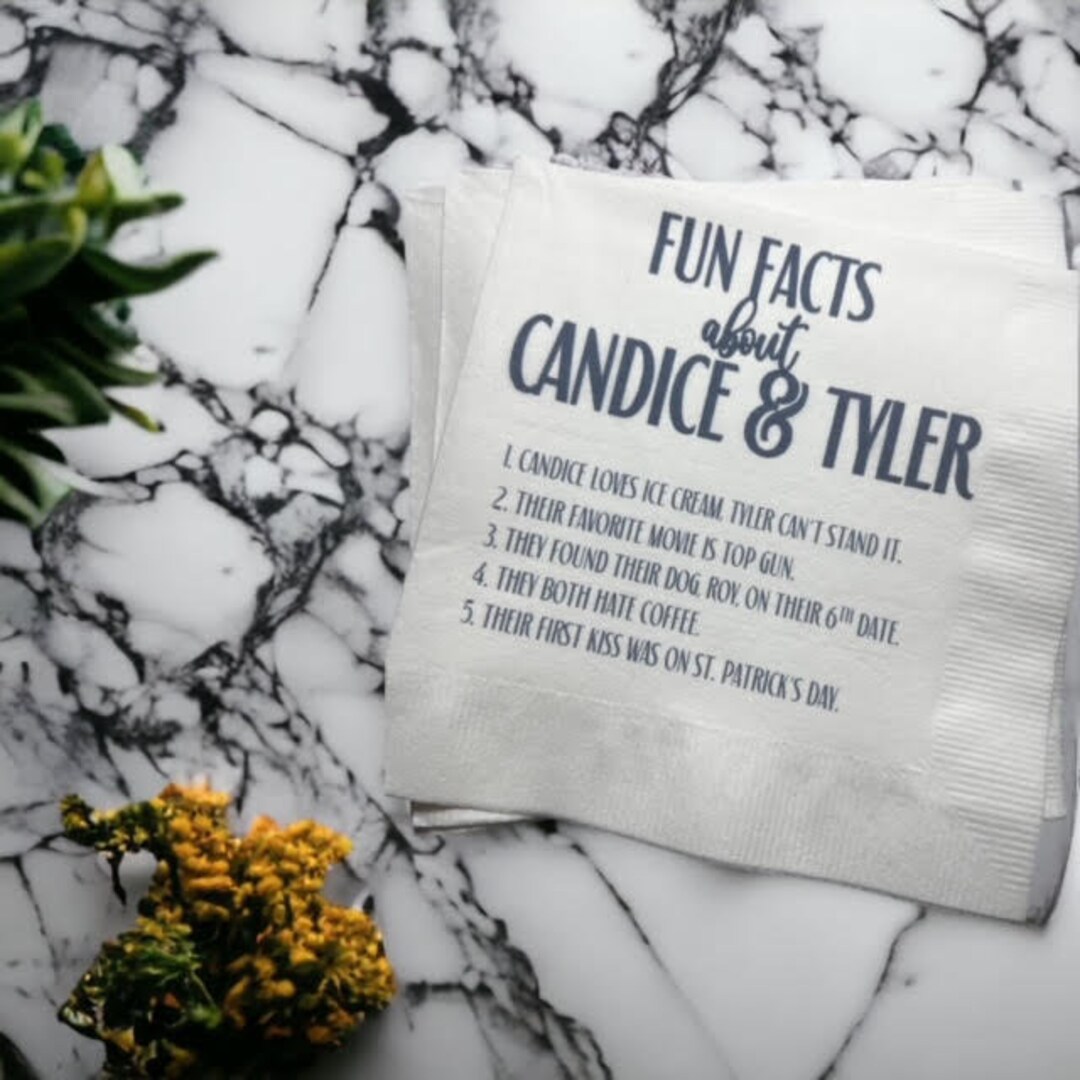 Fun Facts Wedding Napkins Custom Wedding Fun Facts Personalized ...