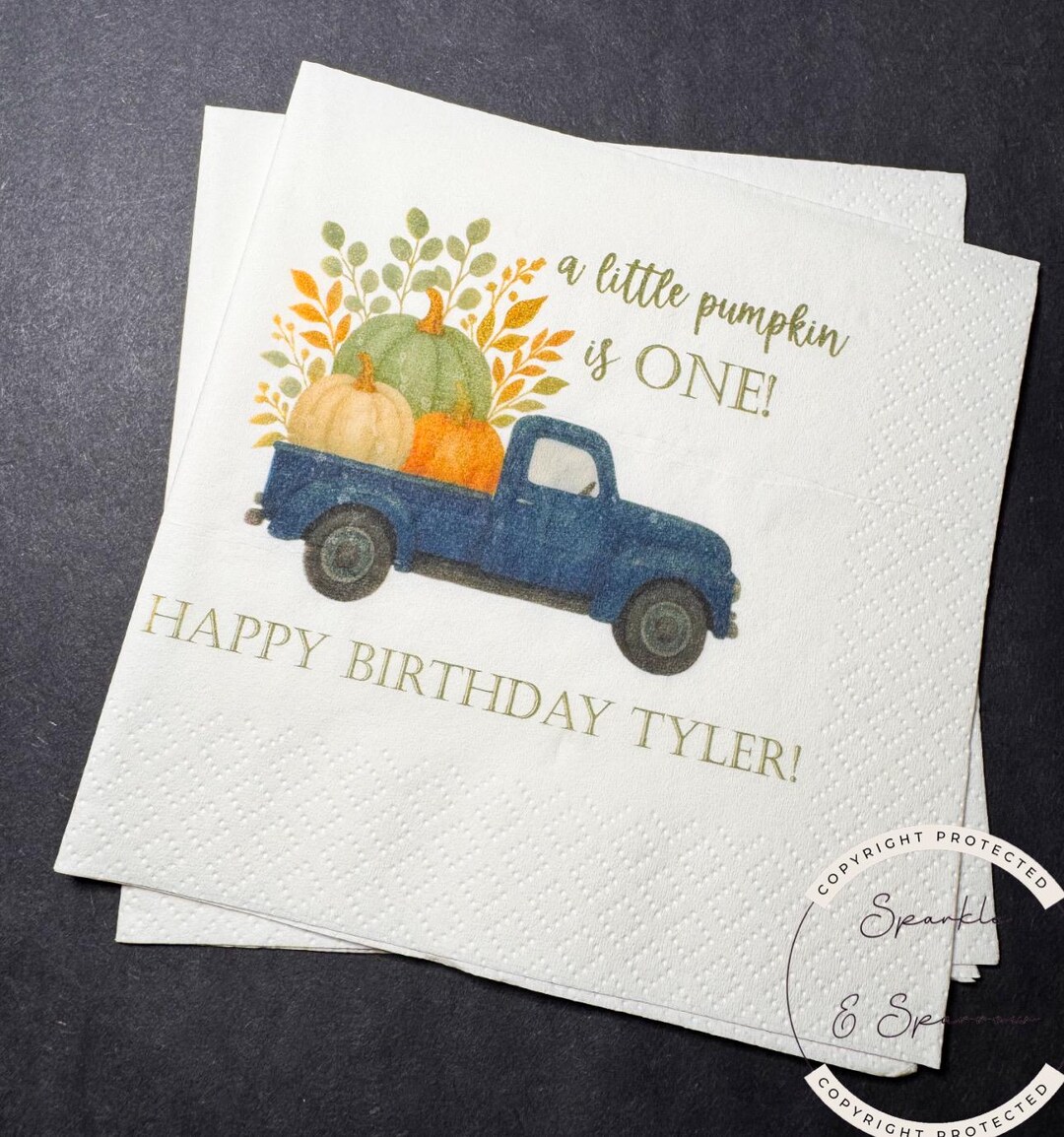 A Little Pumpkin is One Blue Truck Fall Boy Birthday Party Pumpkin Blue ...