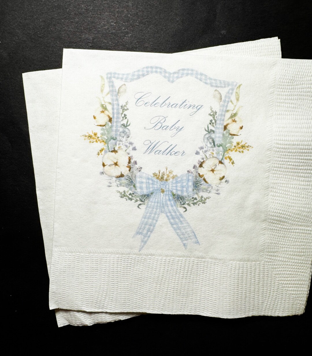 Boy Baby Shower Watercolor Crest Monogram Blue Bow Baby Shower Preppy ...