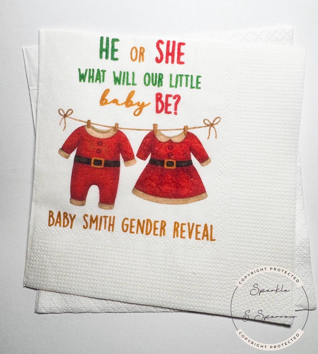 Christmas Gender Reveal He or She Santa Gender Reveal December Santa ...