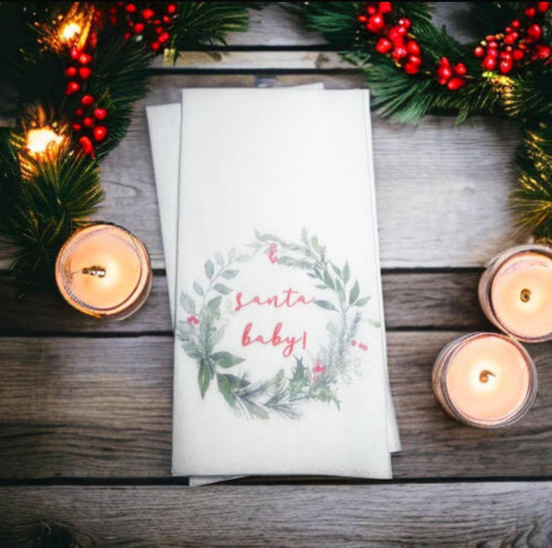 Christmas Guest Towels Linen Feel Ultra Ply White Disposable Towel ...