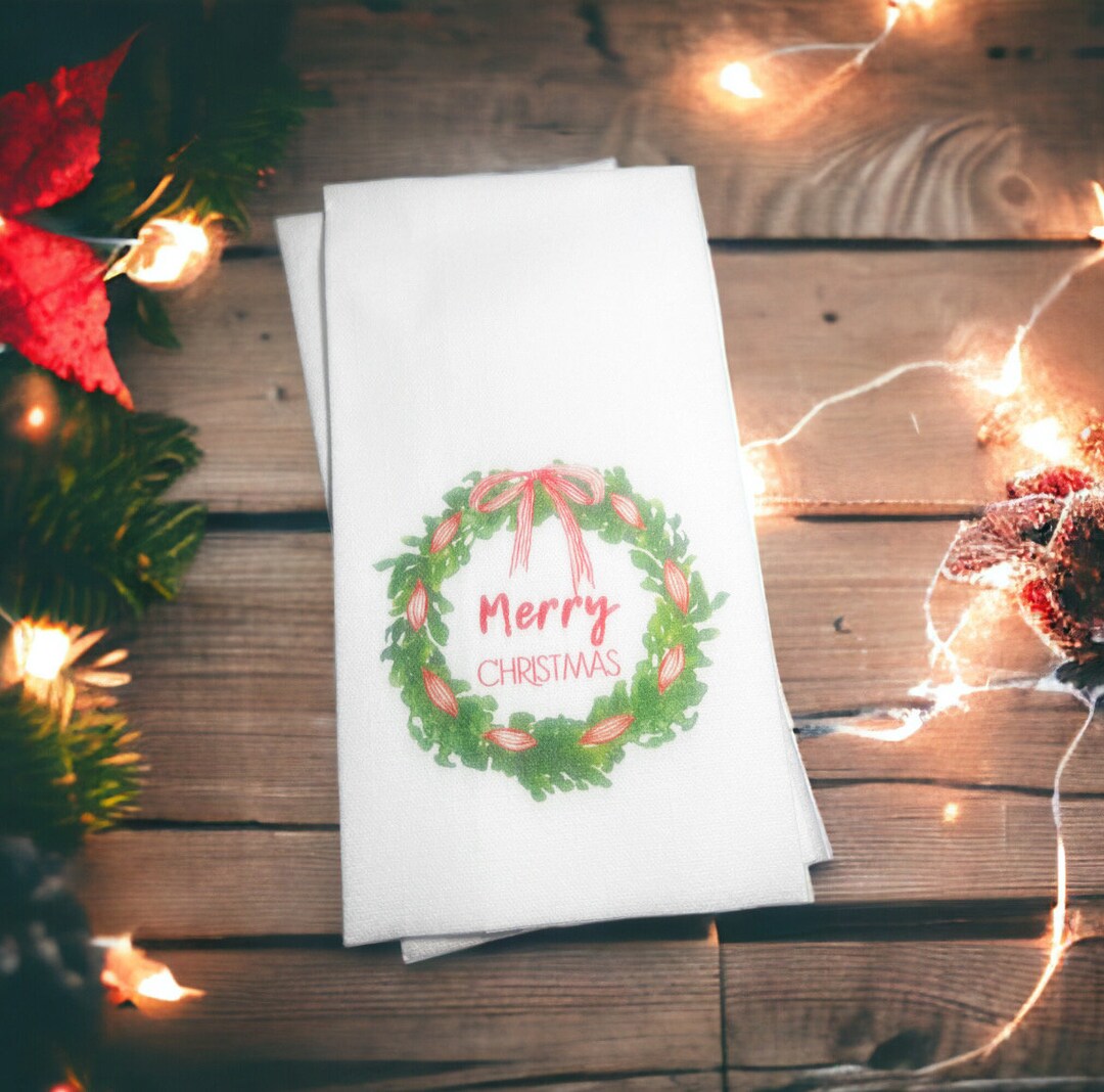 Christmas Guest Towels Linen Feel Ultra Ply White Disposable Towel ...