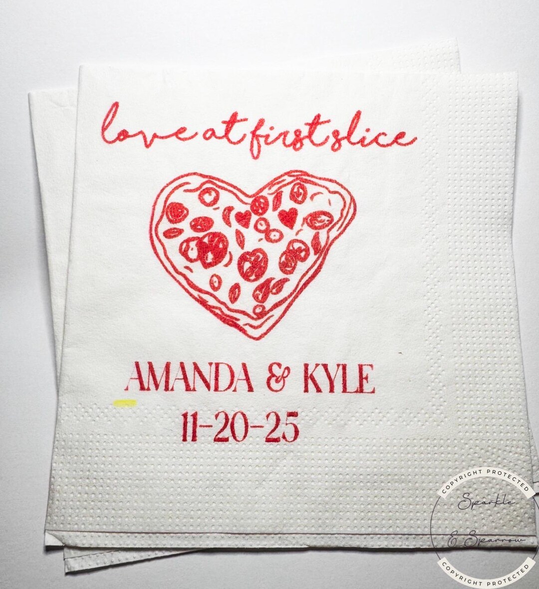 Love at First Slice Engagement Party Napkins Pizza Rehearsal Dinner ...