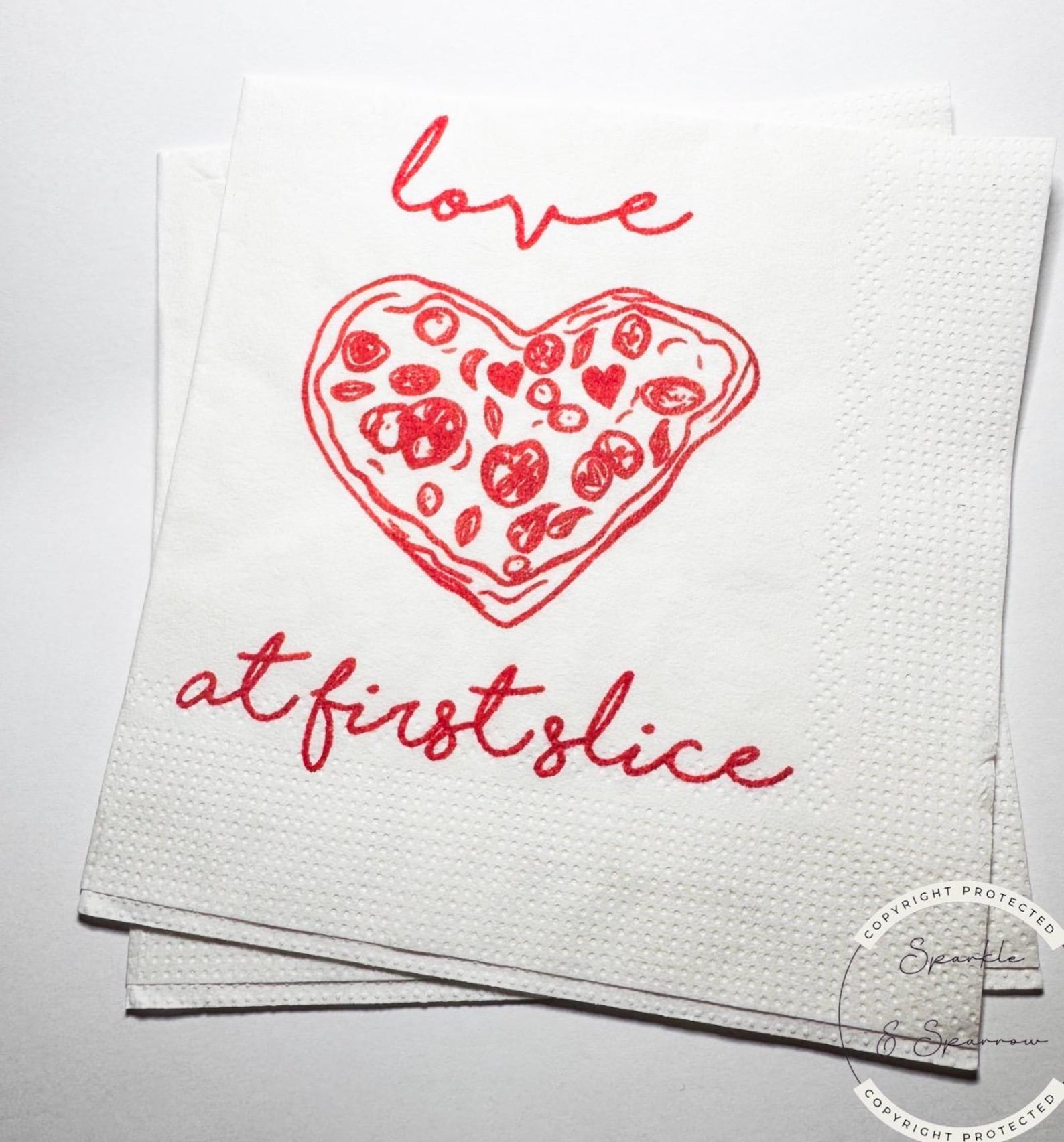Love at First Slice Engagement Party Napkins Pizza Rehearsal Dinner ...