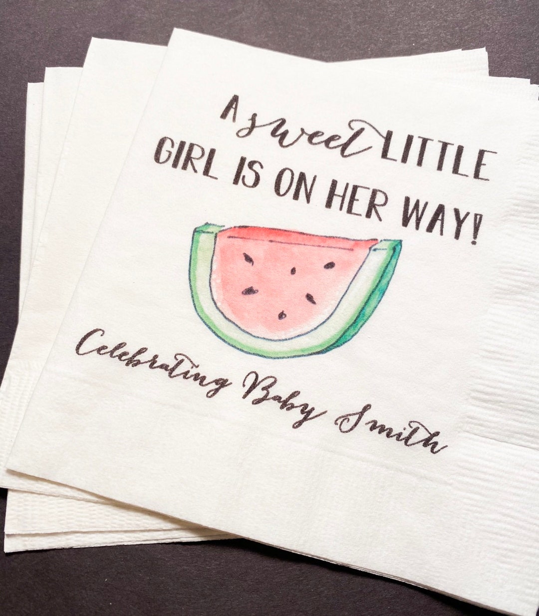 Watermelon Baby Shower Sweet Baby Girl Personalized Cocktail, Luncheon ...