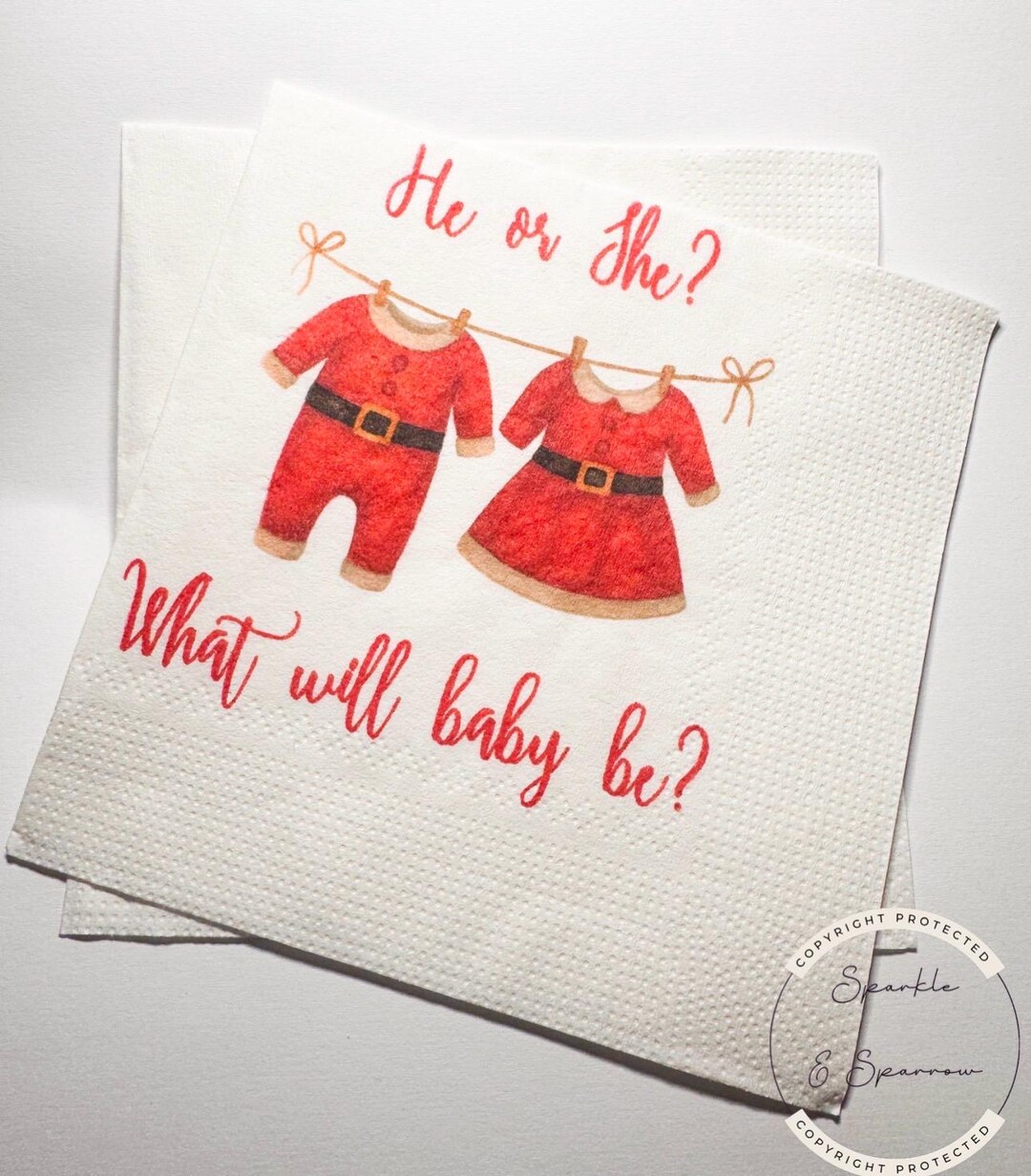 Christmas Gender Reveal He or She Santa Gender Reveal Winter December ...