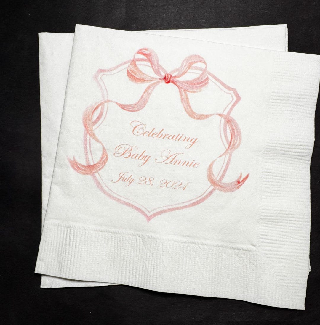 Pink Bow Baby Shower It’s a Girl Pink Girl Preppy Baby Shower ...