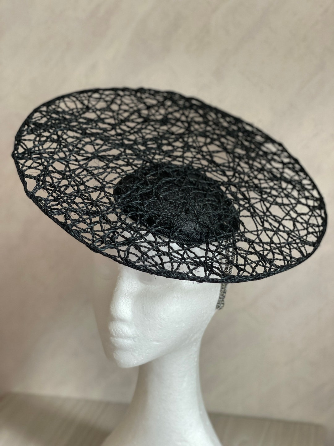 Black Color Fascinator, Black Sinimay Hat, Wedding Fascinator, Black ...