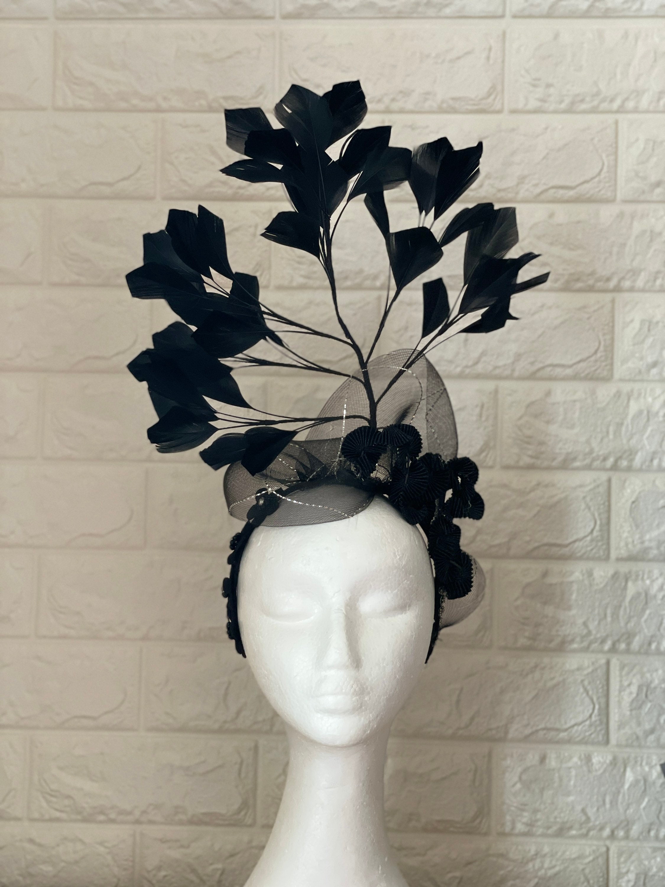 Black Crinoline Fascinator, Black Headband, Black Fashion Headband ...