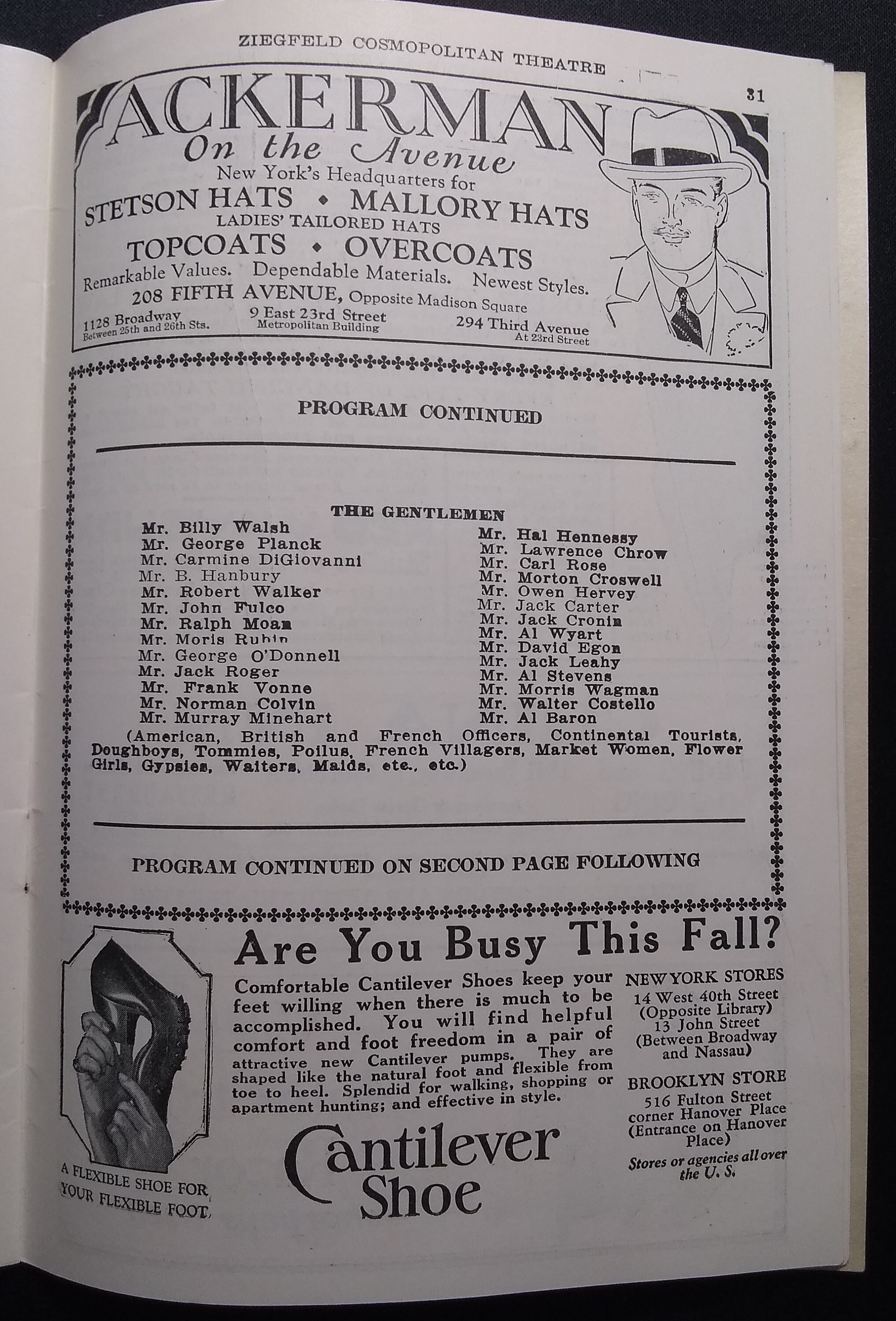 1925 Ziegfeld Cosmopolitan Theatre Playbill, Featuring Billie Burke ...