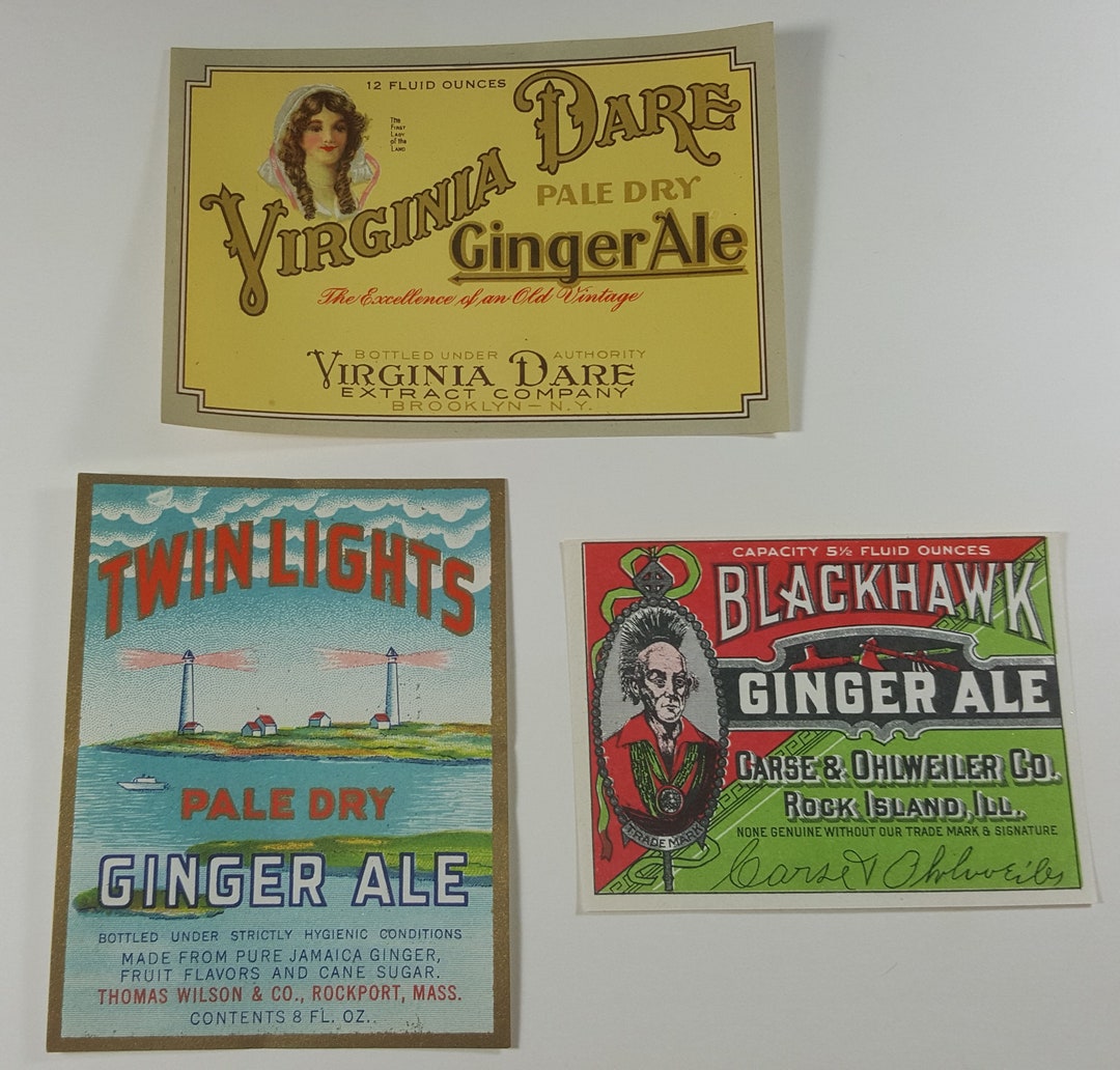 Trio of 1920s Ginger Ale Labels - Etsy