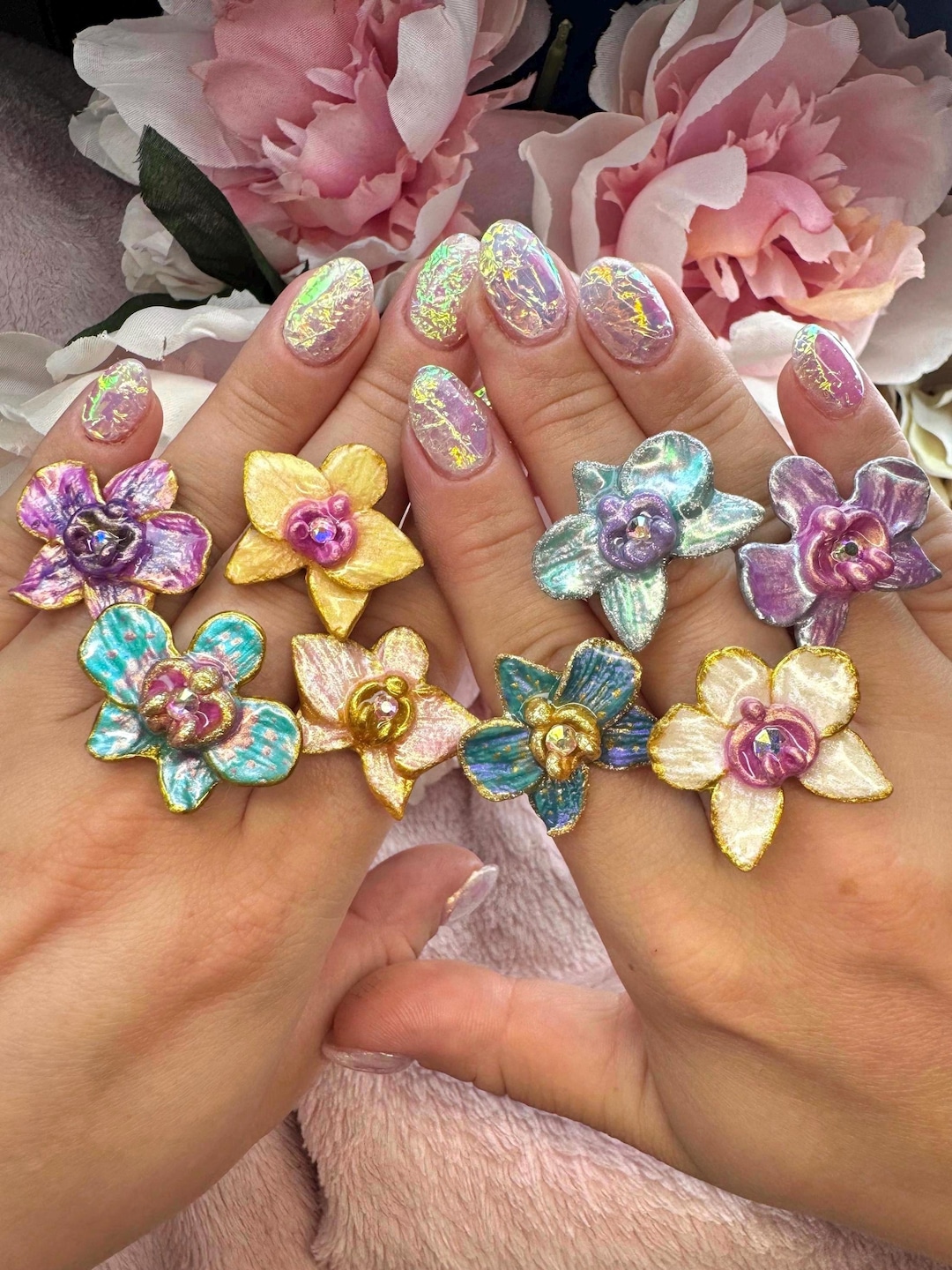 Custom Orchid Ring | Phalaenopsis Flower Ring | Adjustable Fairycore ...