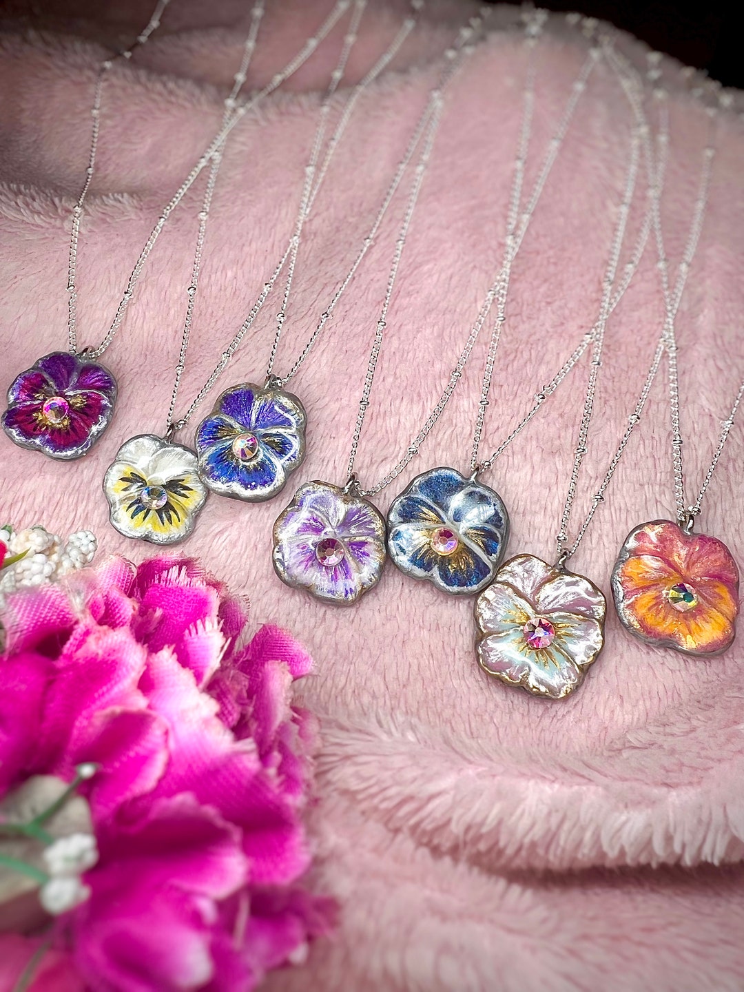 Custom Pansy Pendant | Viola Pendant | Johnny Jump up Pendant | Flower ...