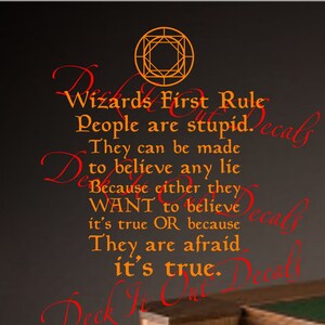 Wizard's First Rule From the Sword of Truth Series Vinyl Wall Decal ...