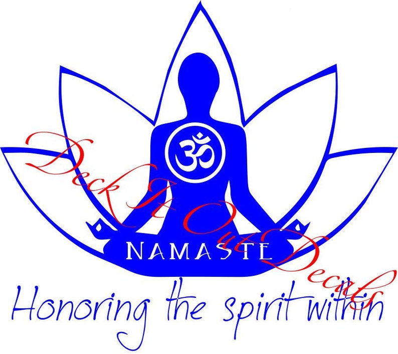 Namasté Symbol, Yoga Silhouette With Lotus Flower, and Quote "honoring ...
