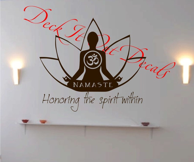 Namasté Symbol, Yoga Silhouette With Lotus Flower, and Quote "honoring ...