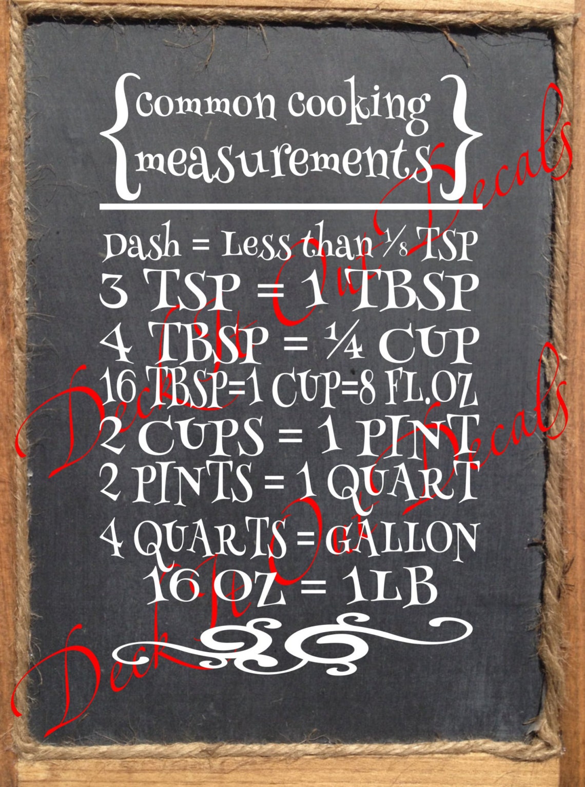 Common Cooking Measurements Vinyl Lettering E00175 - Etsy
