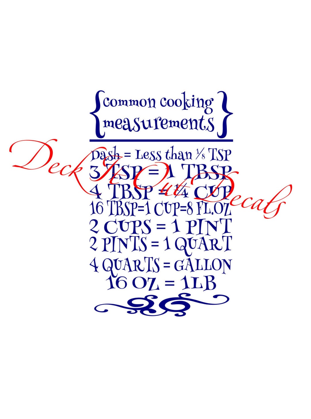 Common Cooking Measurements Vinyl Lettering E00175 - Etsy