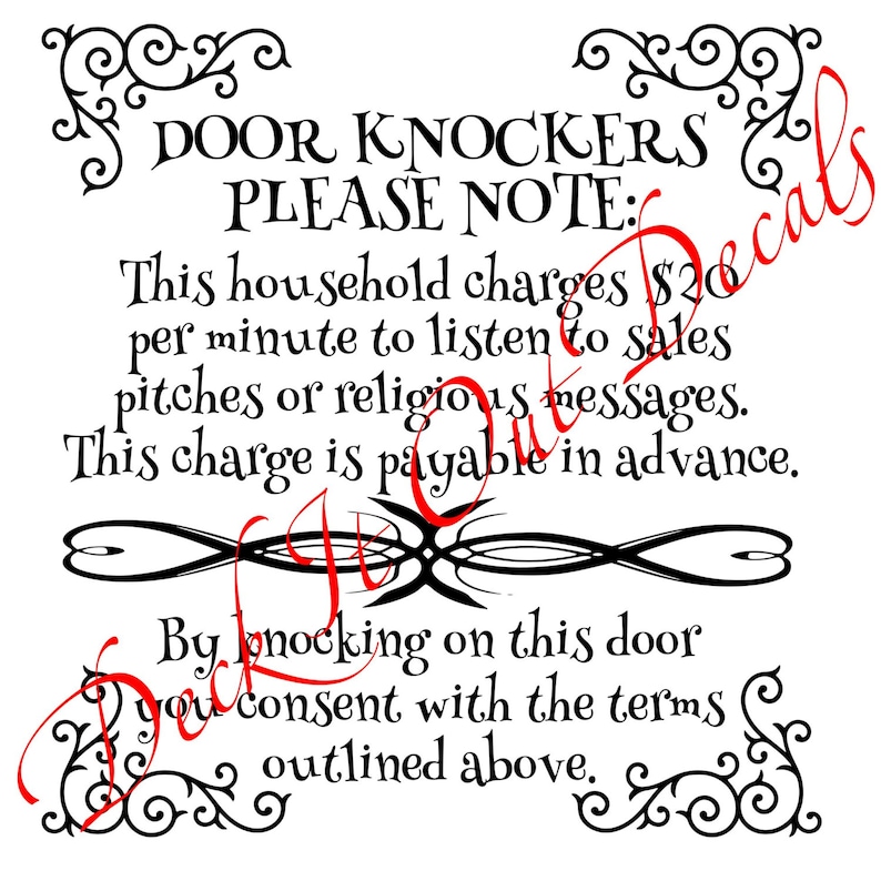 Door Knockers Please Note Soliciting Sign -- Vinyl Decal / Sticker for ...