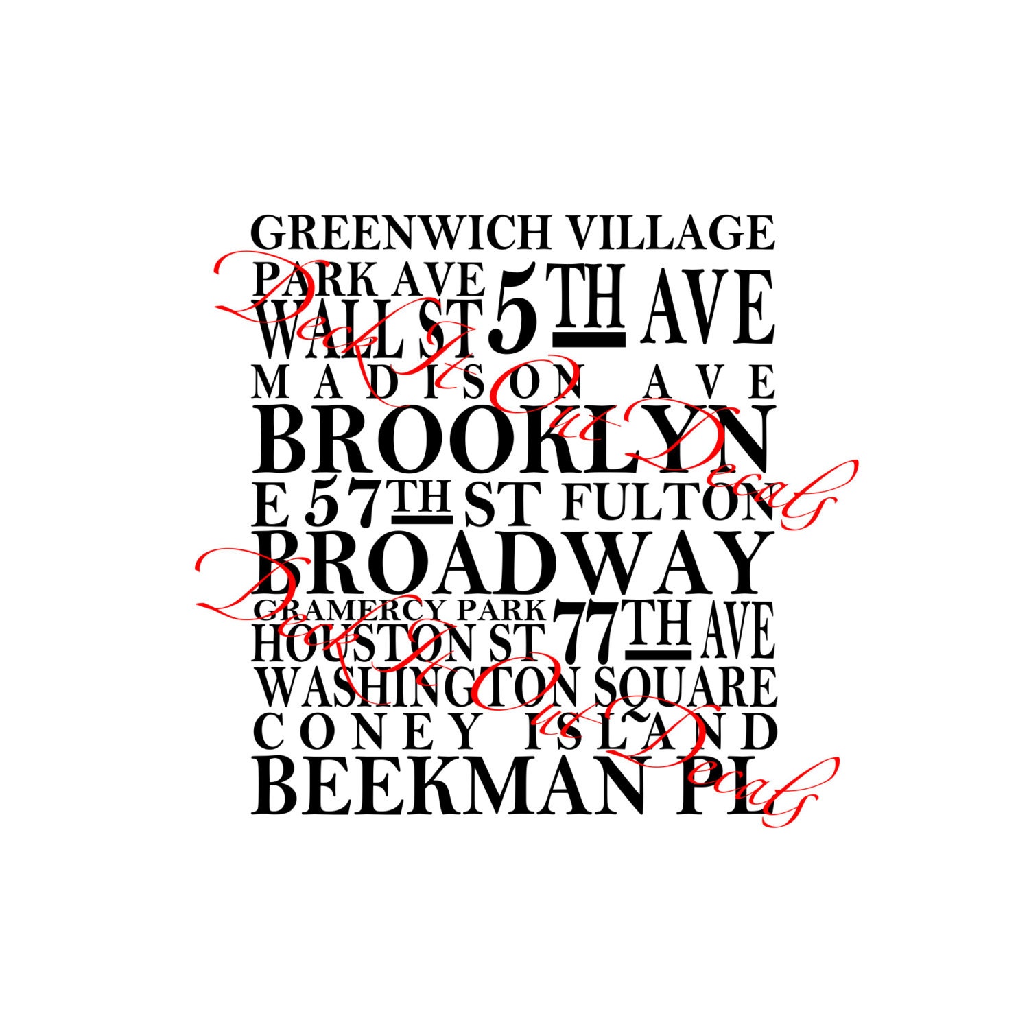 New York Streets Vinyl Lettering E00193 | Etsy