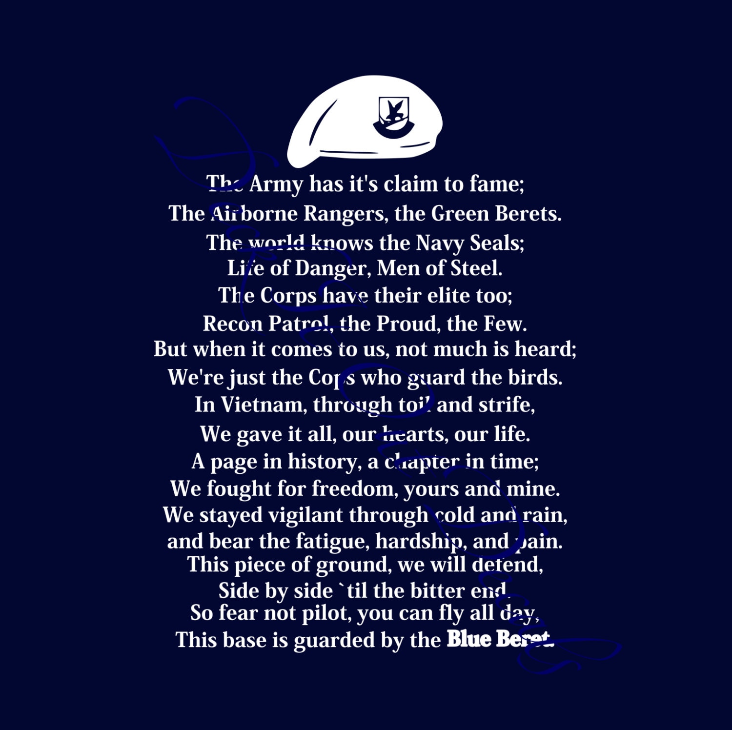 The Blue Beret A Poem to the Defenders EDE00156 - Etsy Denmark