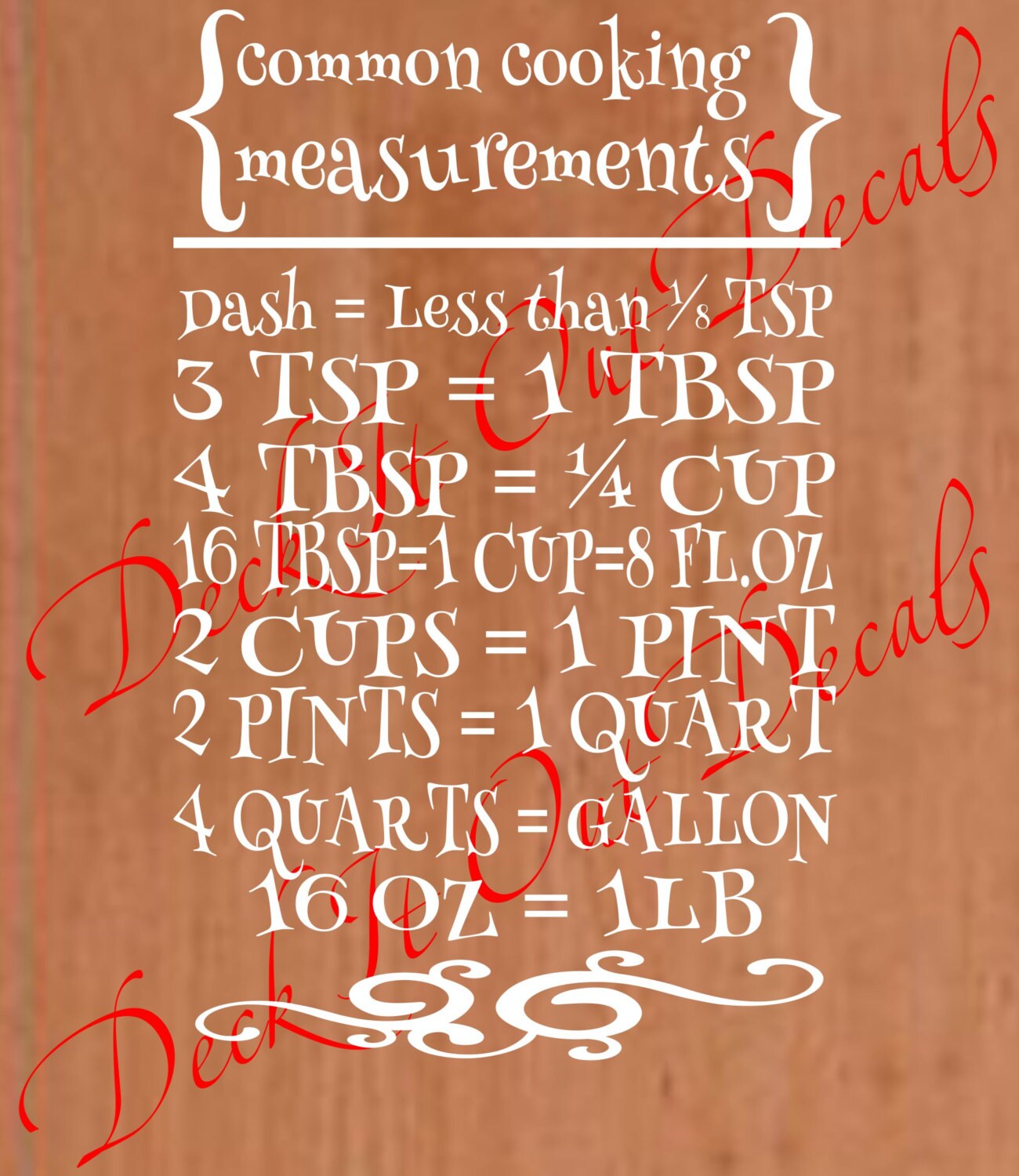 Common Cooking Measurements Vinyl Lettering E00175 - Etsy