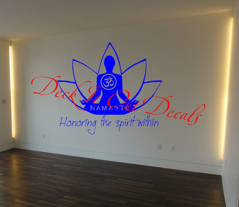 Namasté Symbol, Yoga Silhouette With Lotus Flower, and Quote "honoring ...