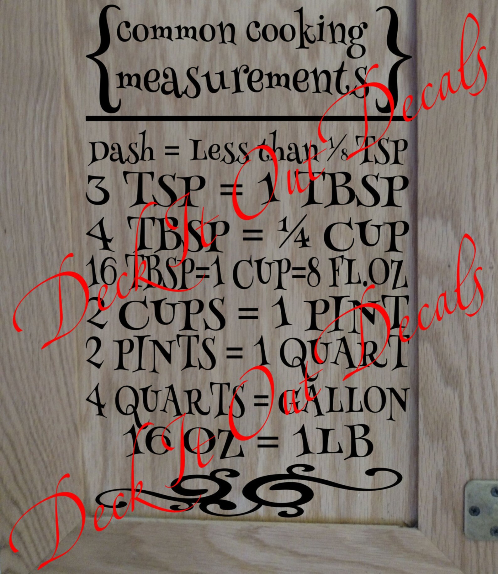 Common Cooking Measurements Vinyl Lettering E00175 - Etsy
