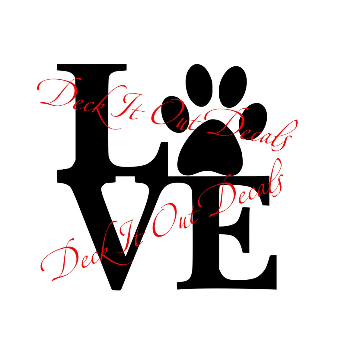LOVE With Paw Print for the Letter "o" Vinyl Decal for Car, Computer ...