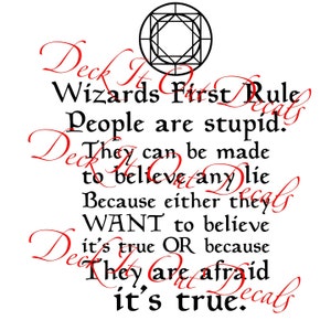 Wizard's First Rule From the Sword of Truth Series Vinyl Wall Decal ...