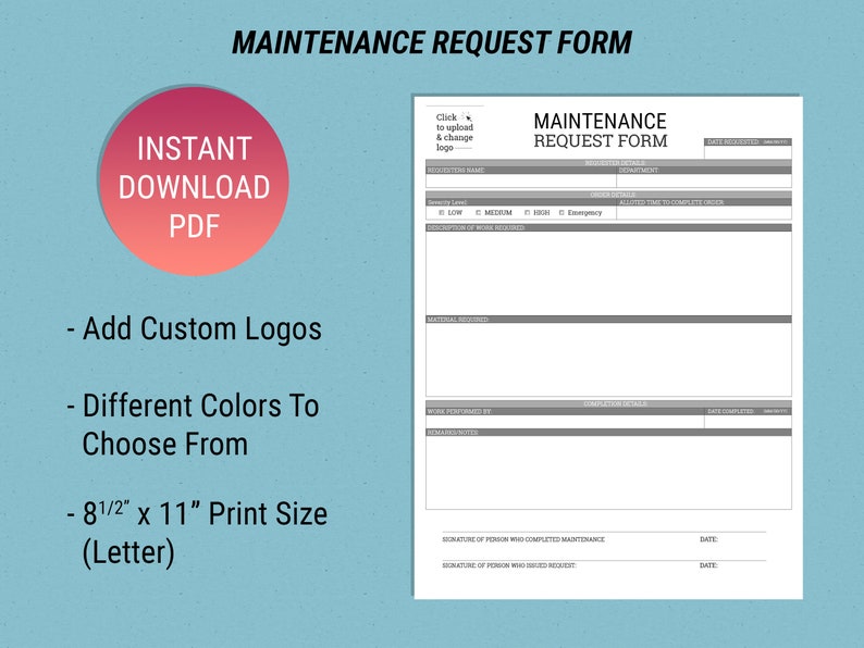 Purple Maintenance Request Forms - Etsy