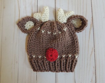 Rudolph He Red Nosed Reindeer Hat deer Hat Christmas Baby - Etsy