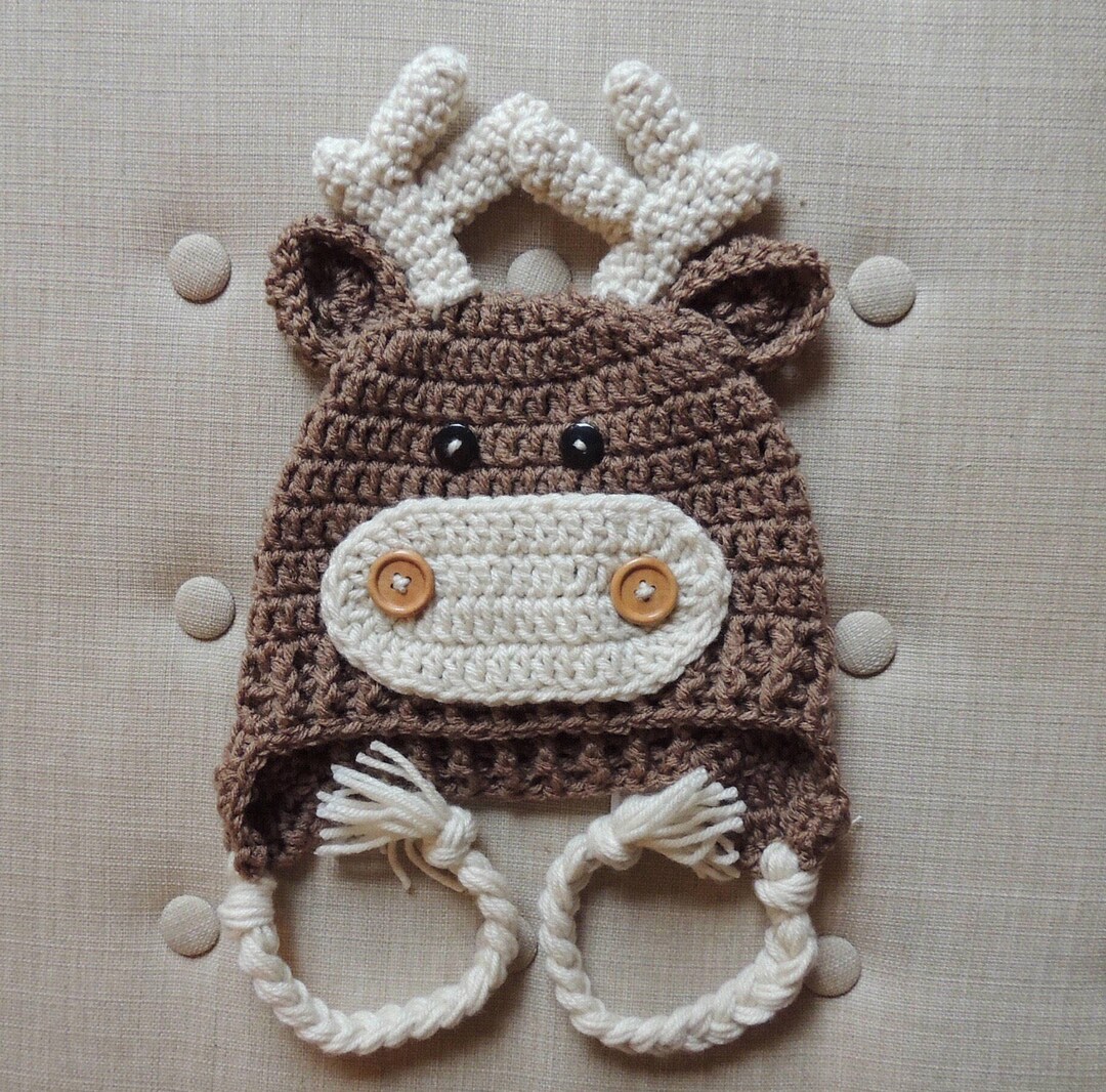 Moose Hat, Crochet Moose Hat, Winter Hat, Boy Hat, Animal Hats, Baby ...