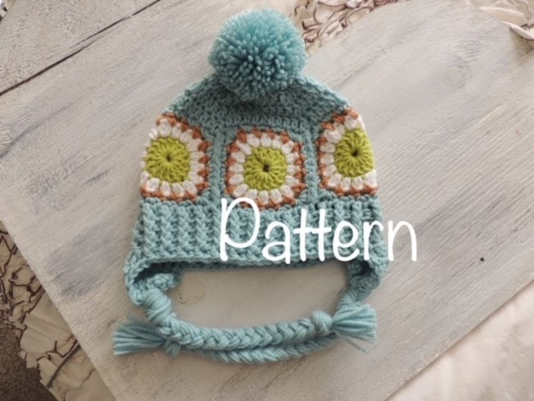 Crochet Granny Square Hat PATTERN, 3-5 Year Size, Girl Hats, Stocking ...
