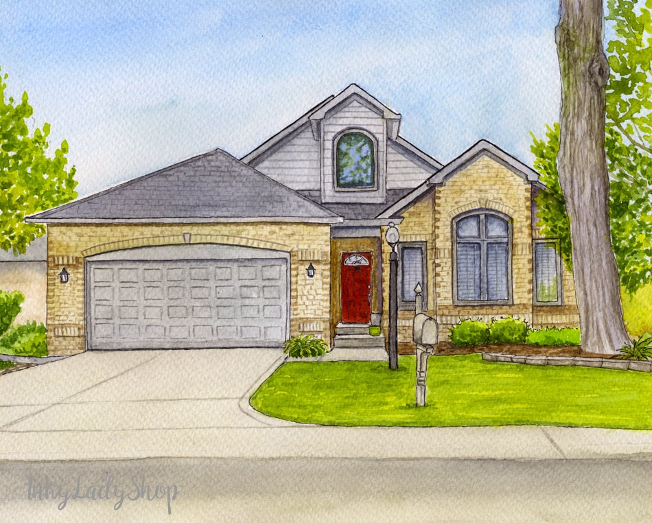 House Portrait Digital House Print home painting from photo | Etsy