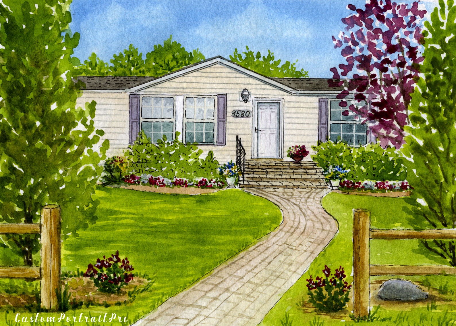 House Portrait Digital House Print Home Painting From Photo - Etsy