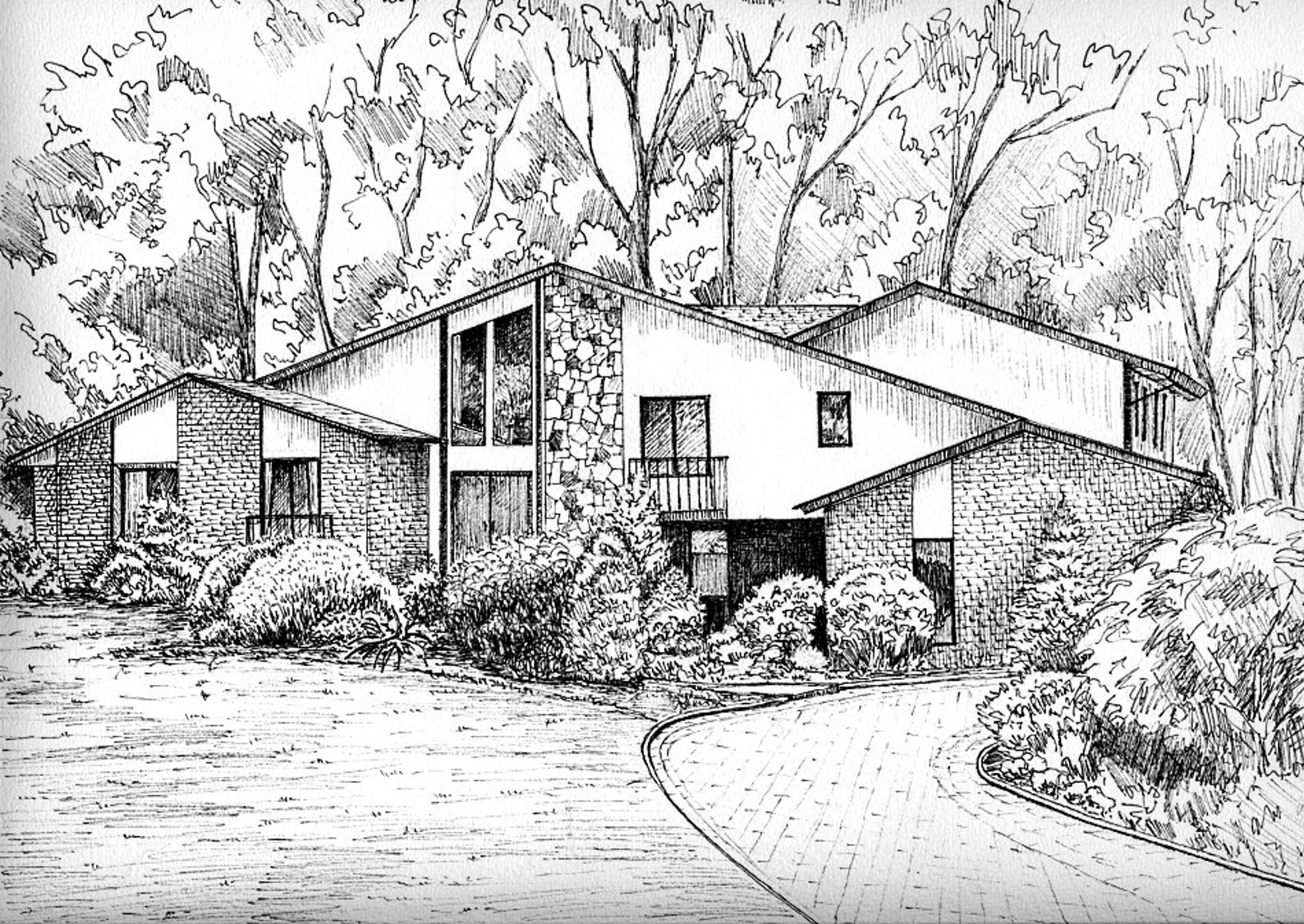 Pen and Ink Custom House Portrait Hand Drawn House Sketch My - Etsy