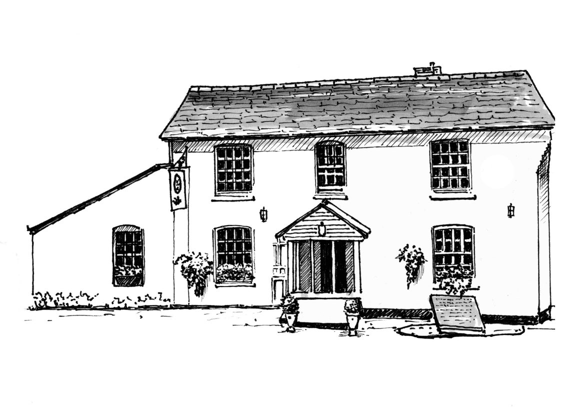 Church Sketch | Made to Order Drawing of Wedding Venue | Architectural ...