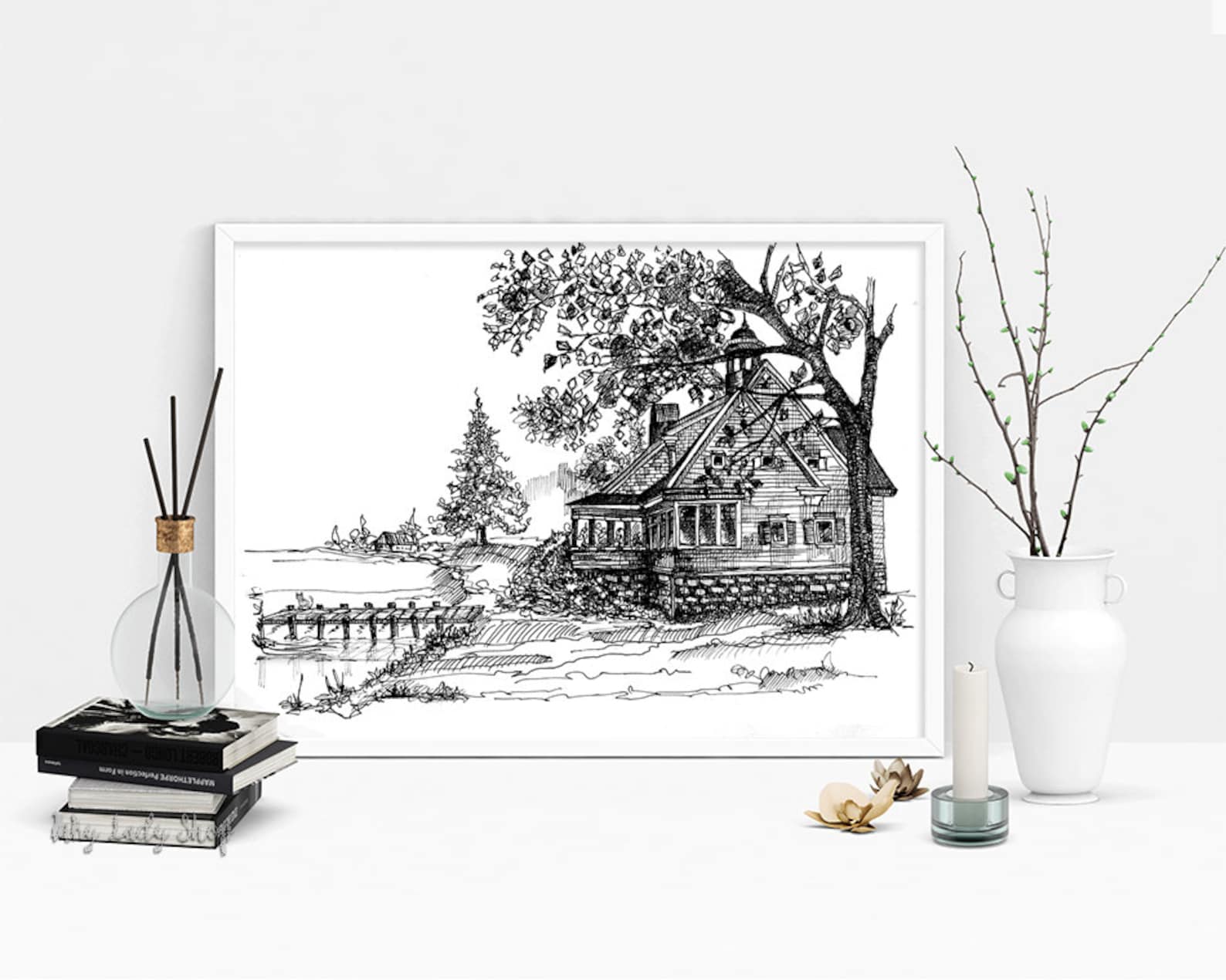 Pen and Ink Custom House Portrait Hand Drawn House Sketch My - Etsy