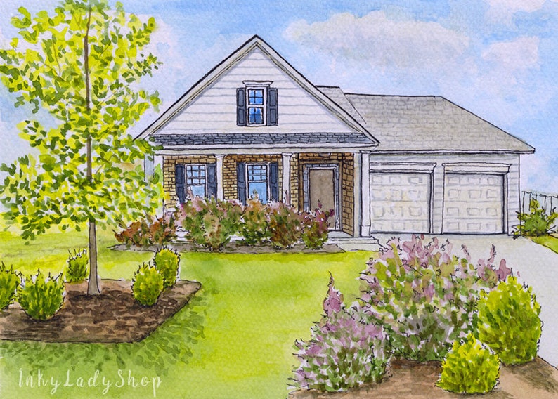 House Portrait Digital House Print Home Painting From Photo - Etsy