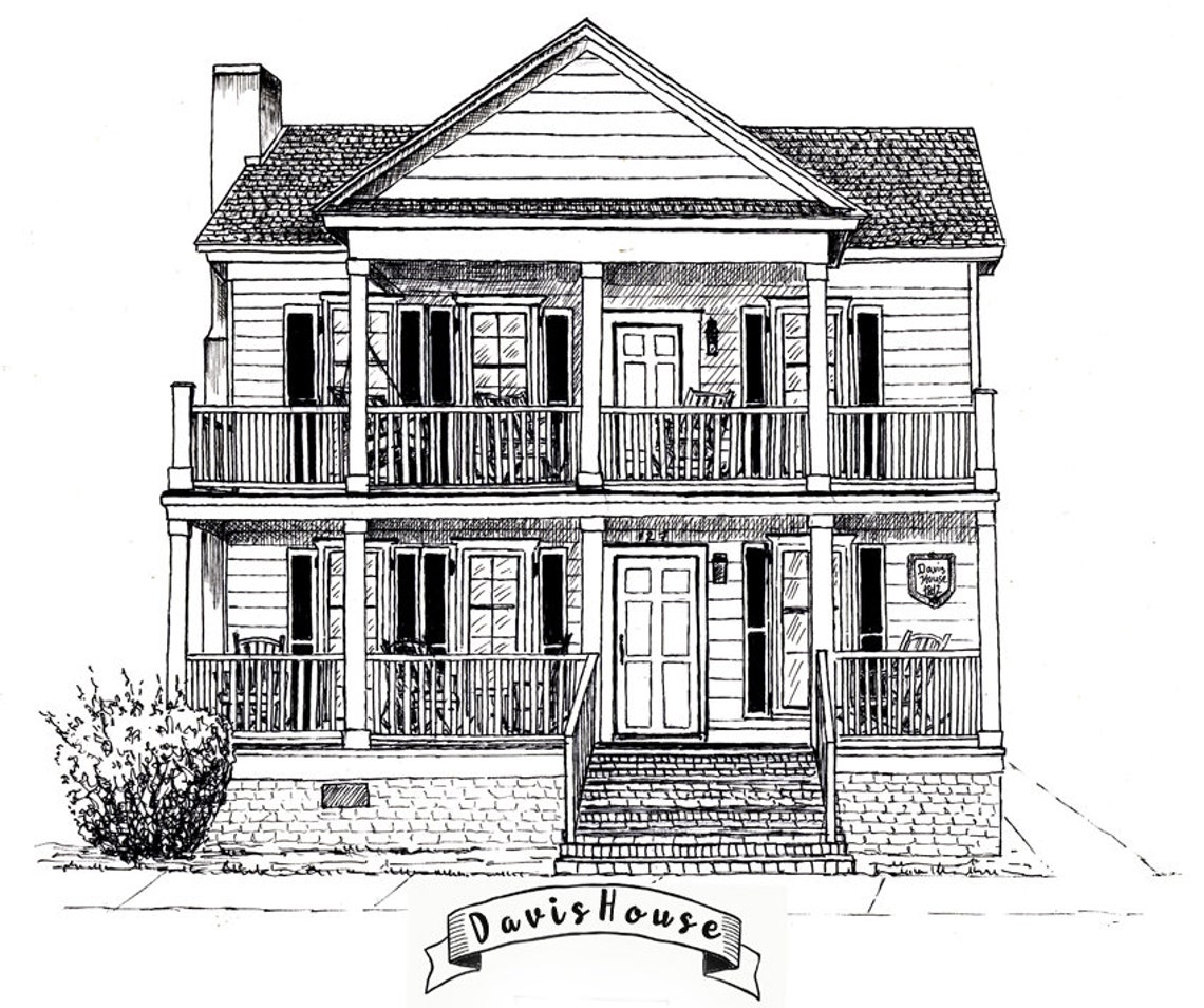 Pen and Ink Custom House Portrait Hand Drawn House Sketch My | Etsy
