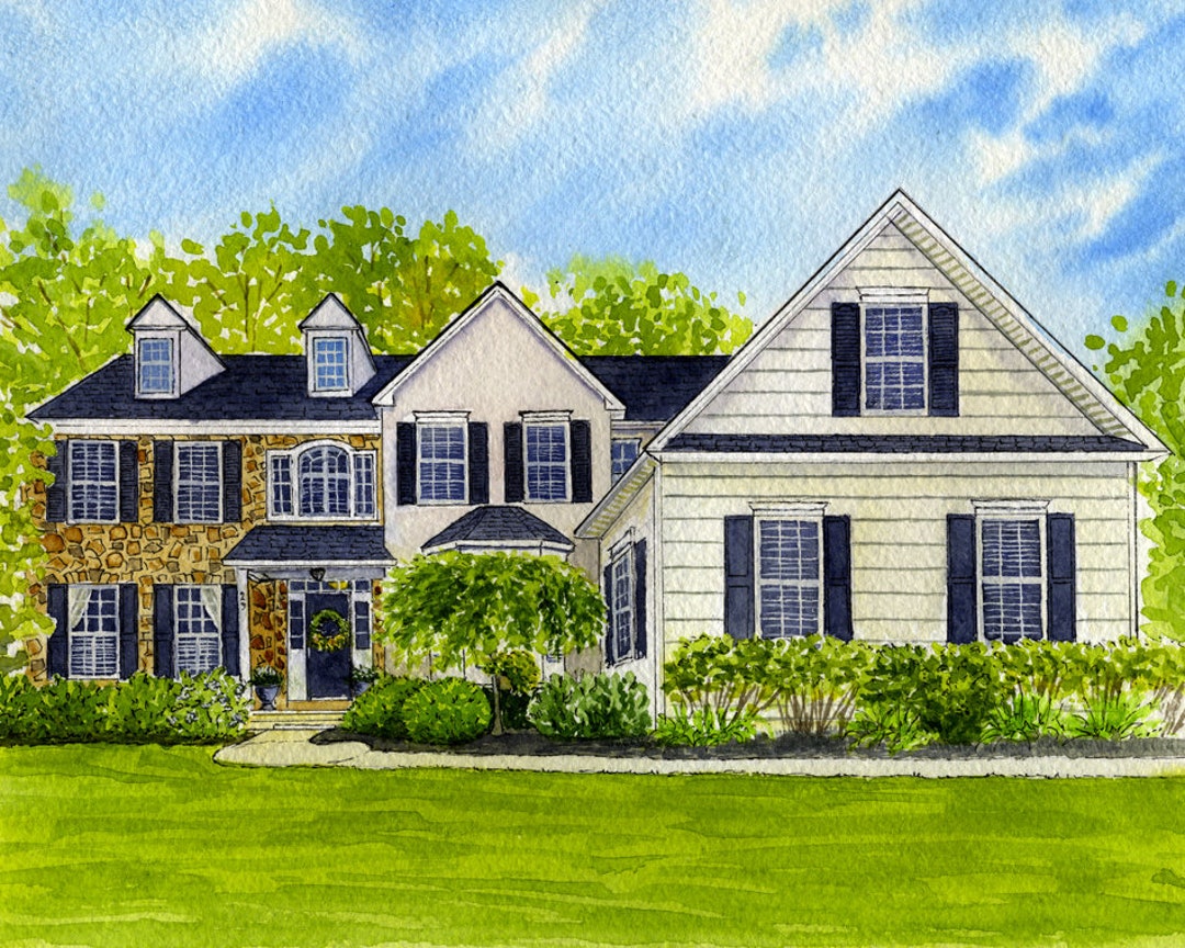 Commissioned House Painting | Personalized House Sketch | Watercolor ...